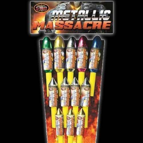 Metallic Massacre 12 Pack Rockets by Bright Star | Just Fireworks – JustFireworks